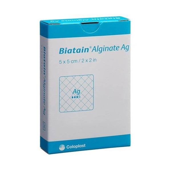 Biatain Alginate Ag CMC et d'argent 5x5 cm - COLOPLAST